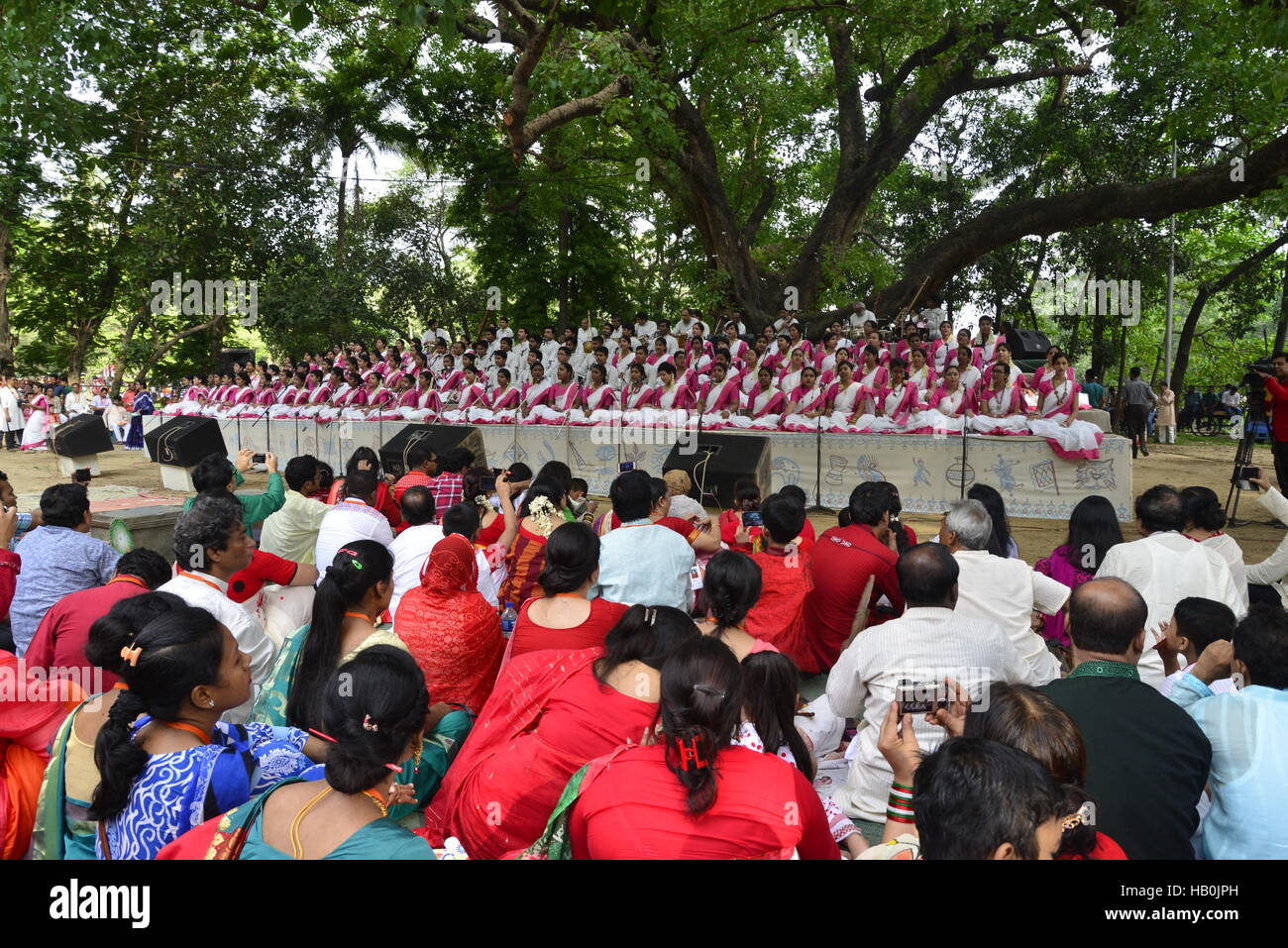 Peoples listening music of artists are singing traditional bengali ...