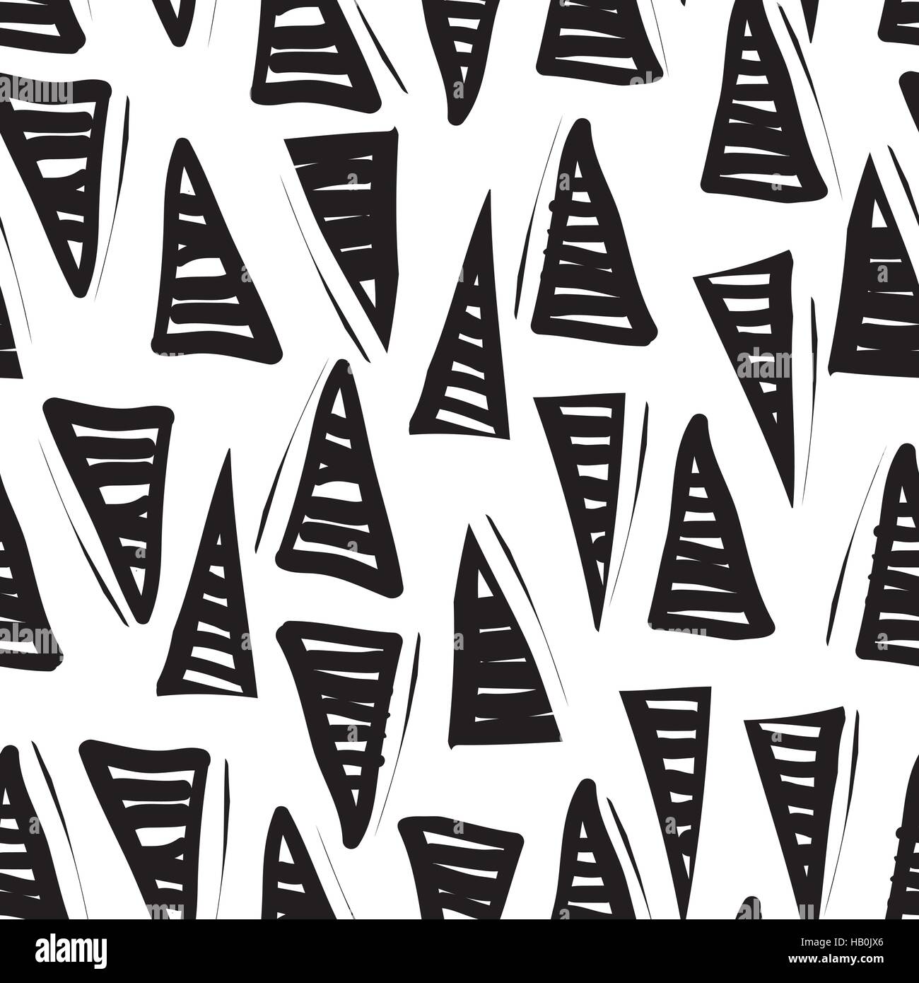 Vector hand-painted seamless pattern with triangle, lines, doodl Stock ...