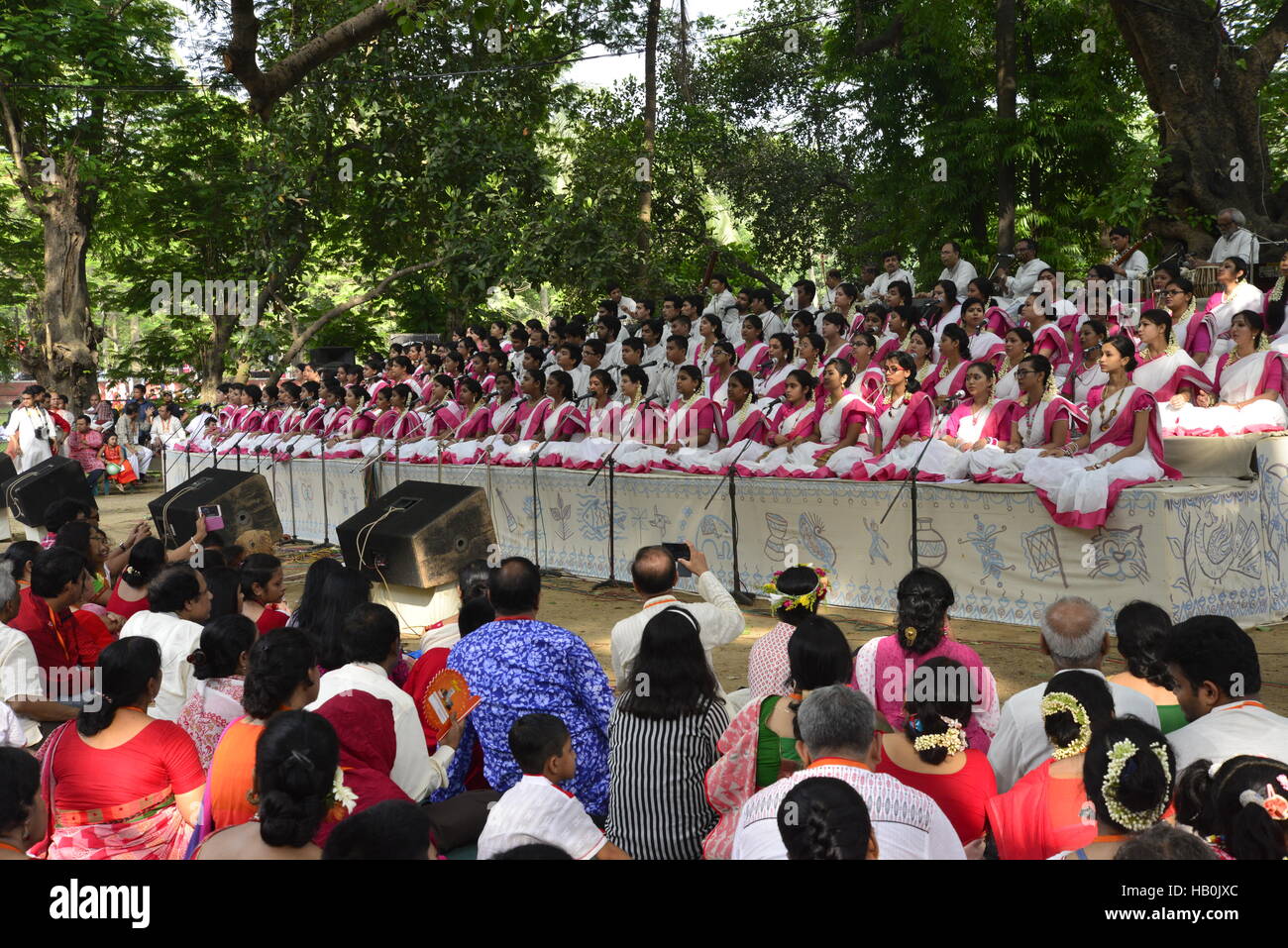 Peoples listening music of artists are singing traditional bengali ...