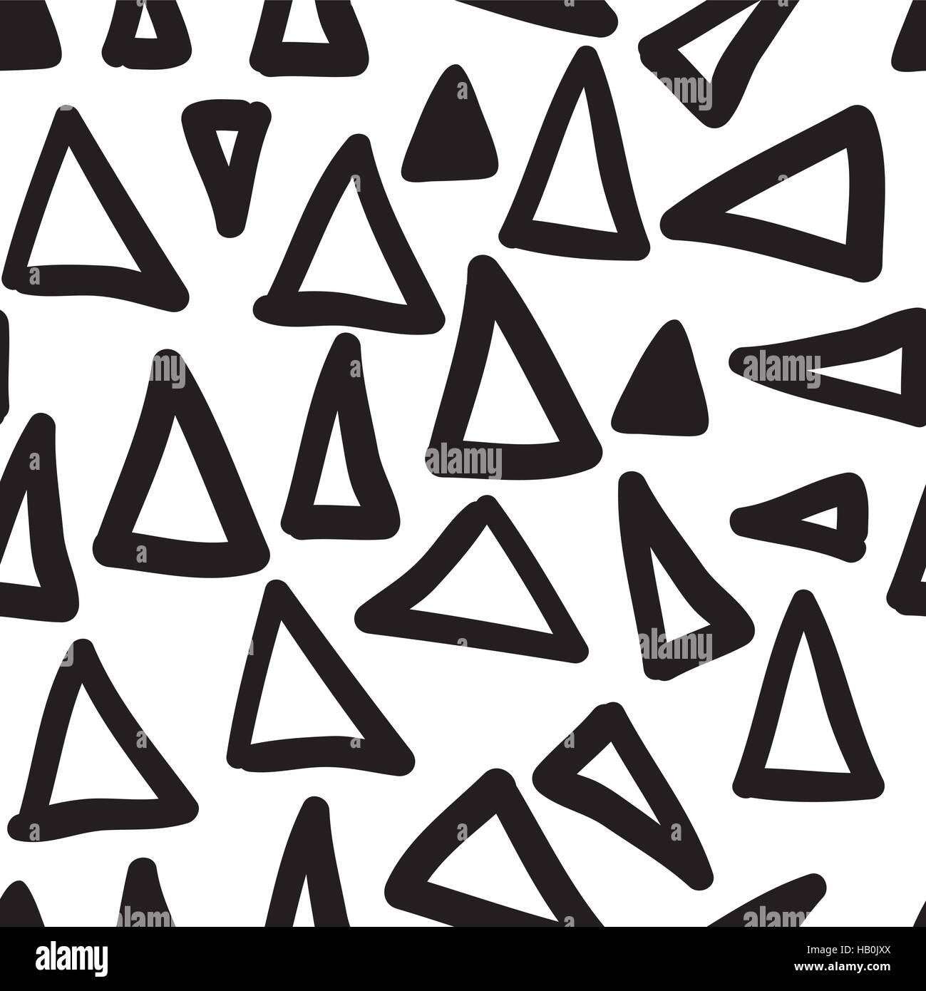 Vector hand-painted seamless pattern with triangle, lines, doodl Stock ...