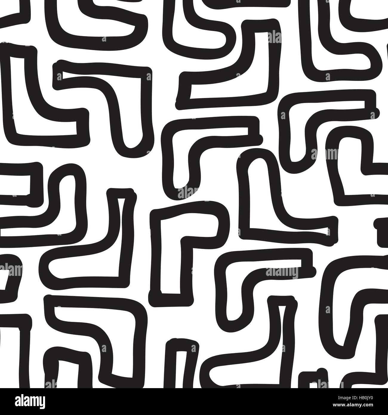 Vector hand-painted seamless pattern with abstract doodles lines Stock ...