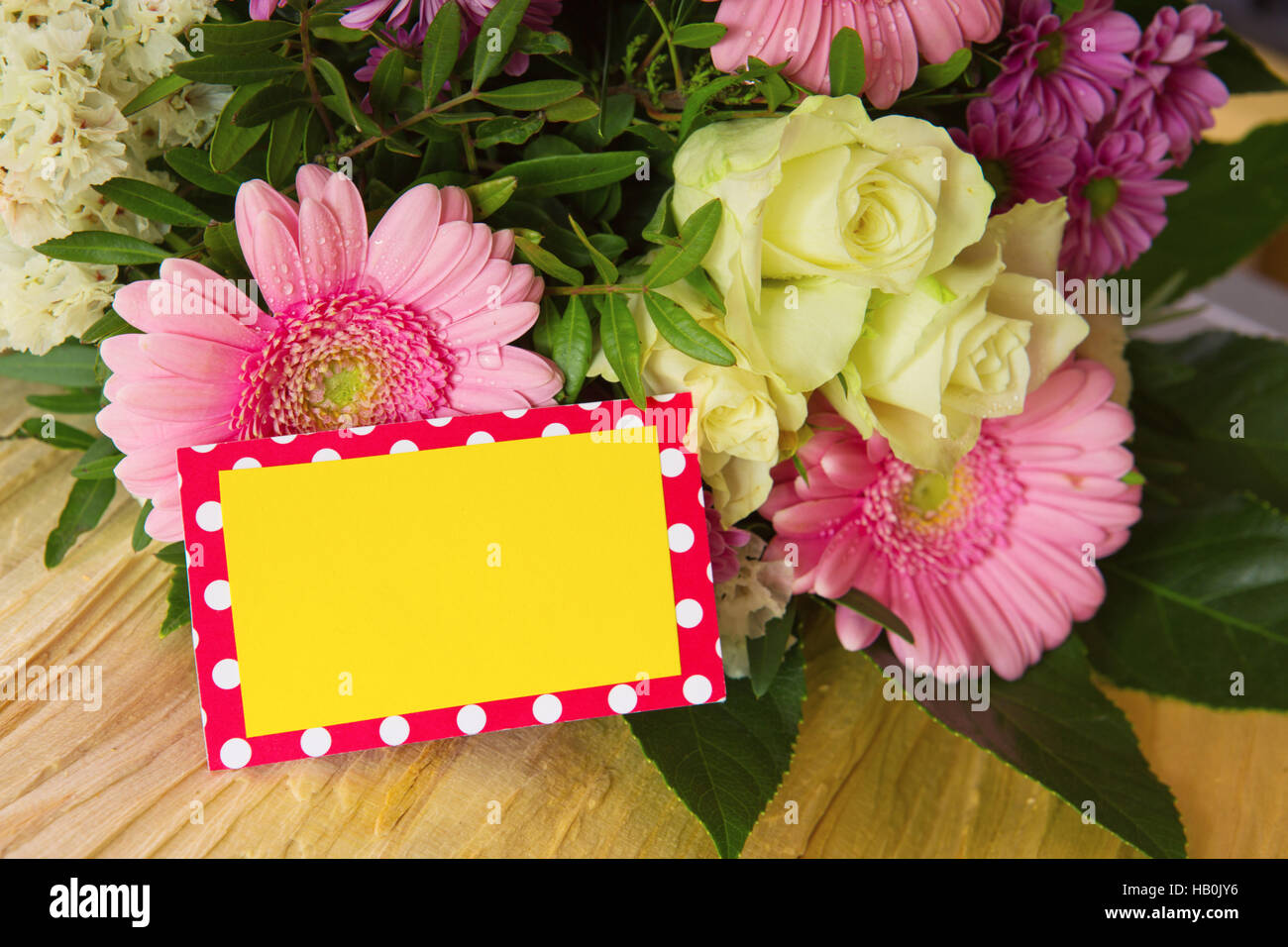 Colorful flowers bouquet and card Stock Photo - Alamy