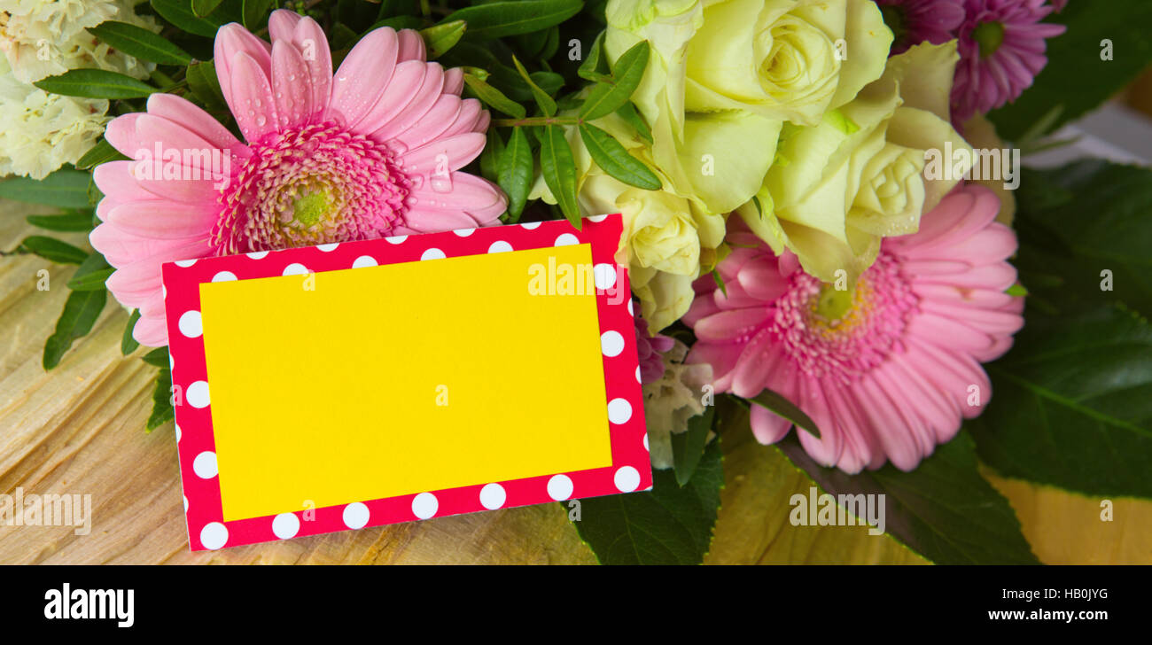 Colorful flowers bouquet and card Stock Photo - Alamy