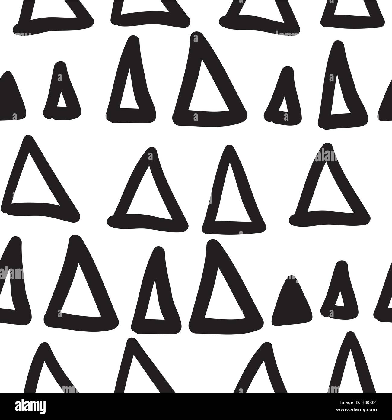 Vector hand-painted seamless pattern with triangle, lines, doodl Stock ...