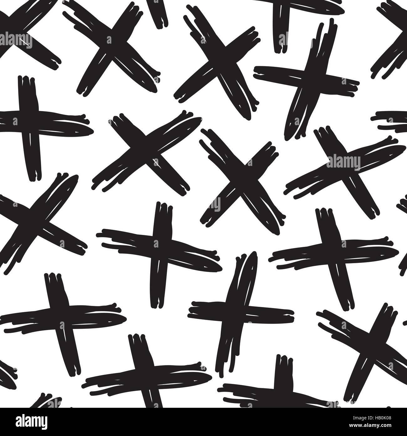 Vector hand-painted seamless pattern with cross, abstract doodle Stock ...