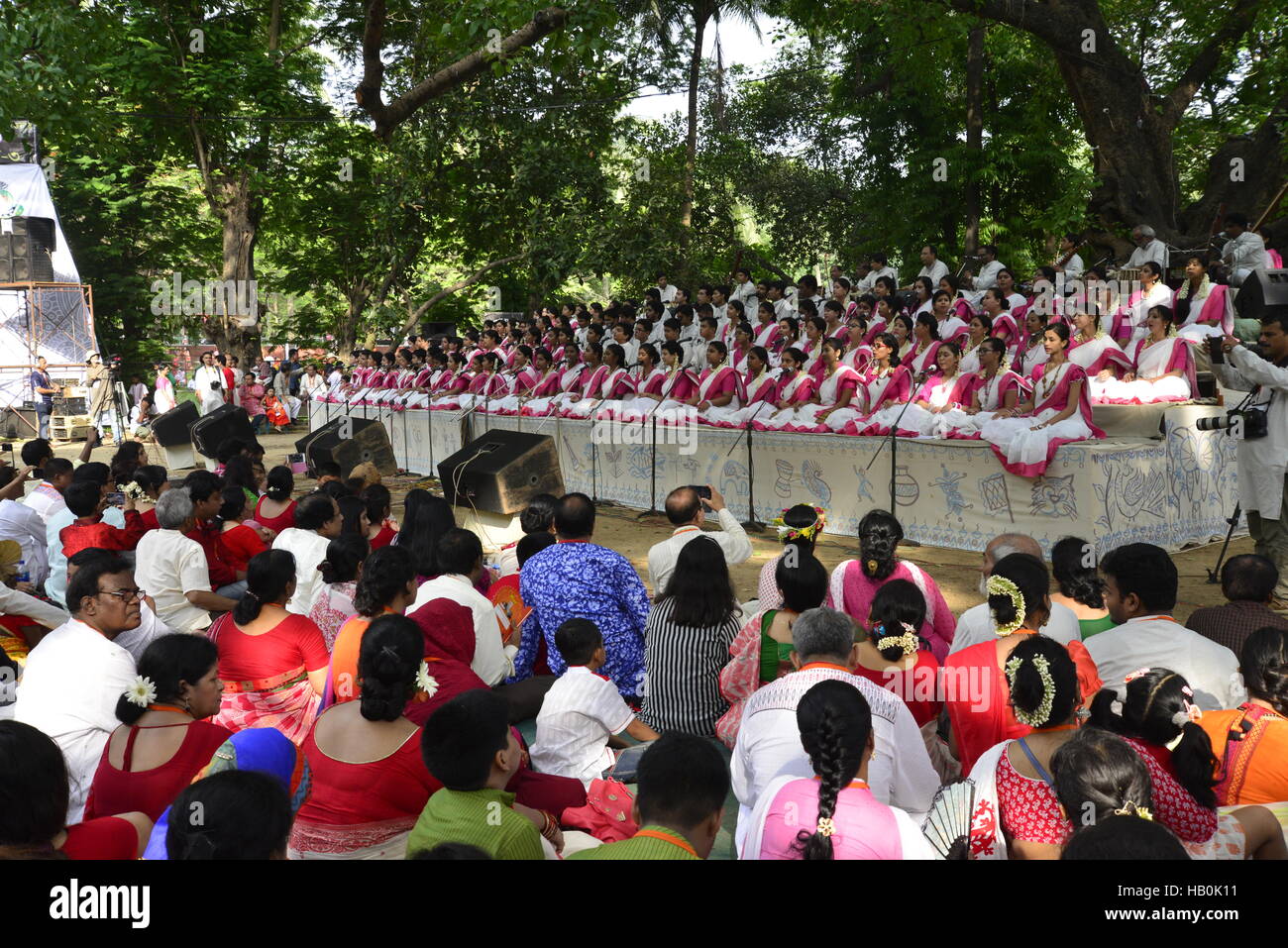 Peoples listening music of artists are singing traditional bengali ...