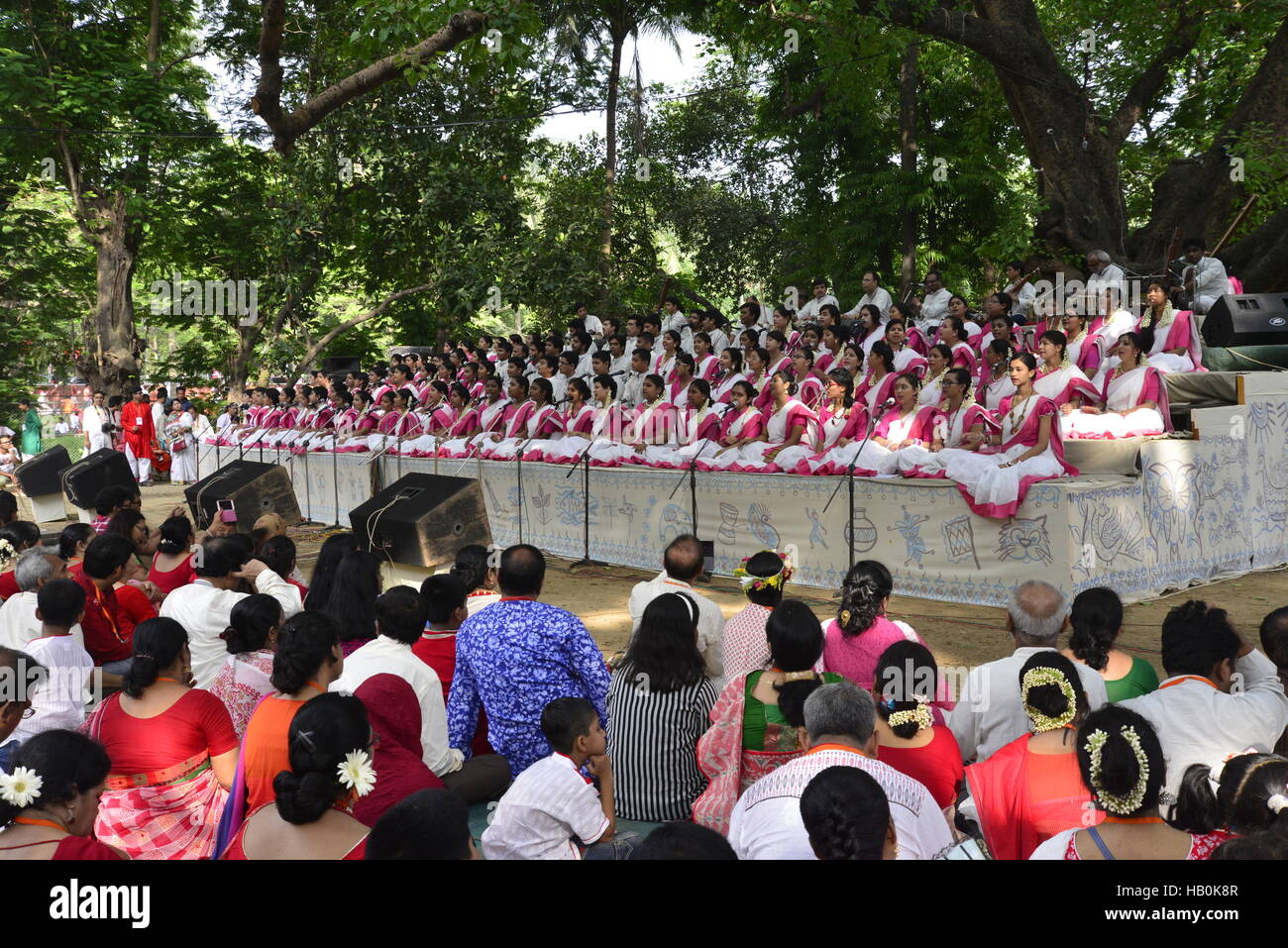 Peoples listening music of artists are singing traditional bengali ...