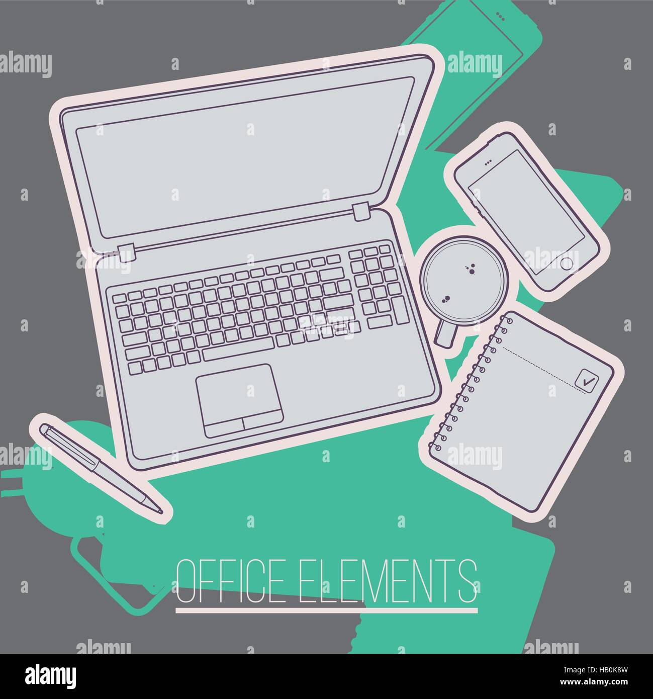 Keyboard cup coffee stationery Stock Vector Images - Alamy