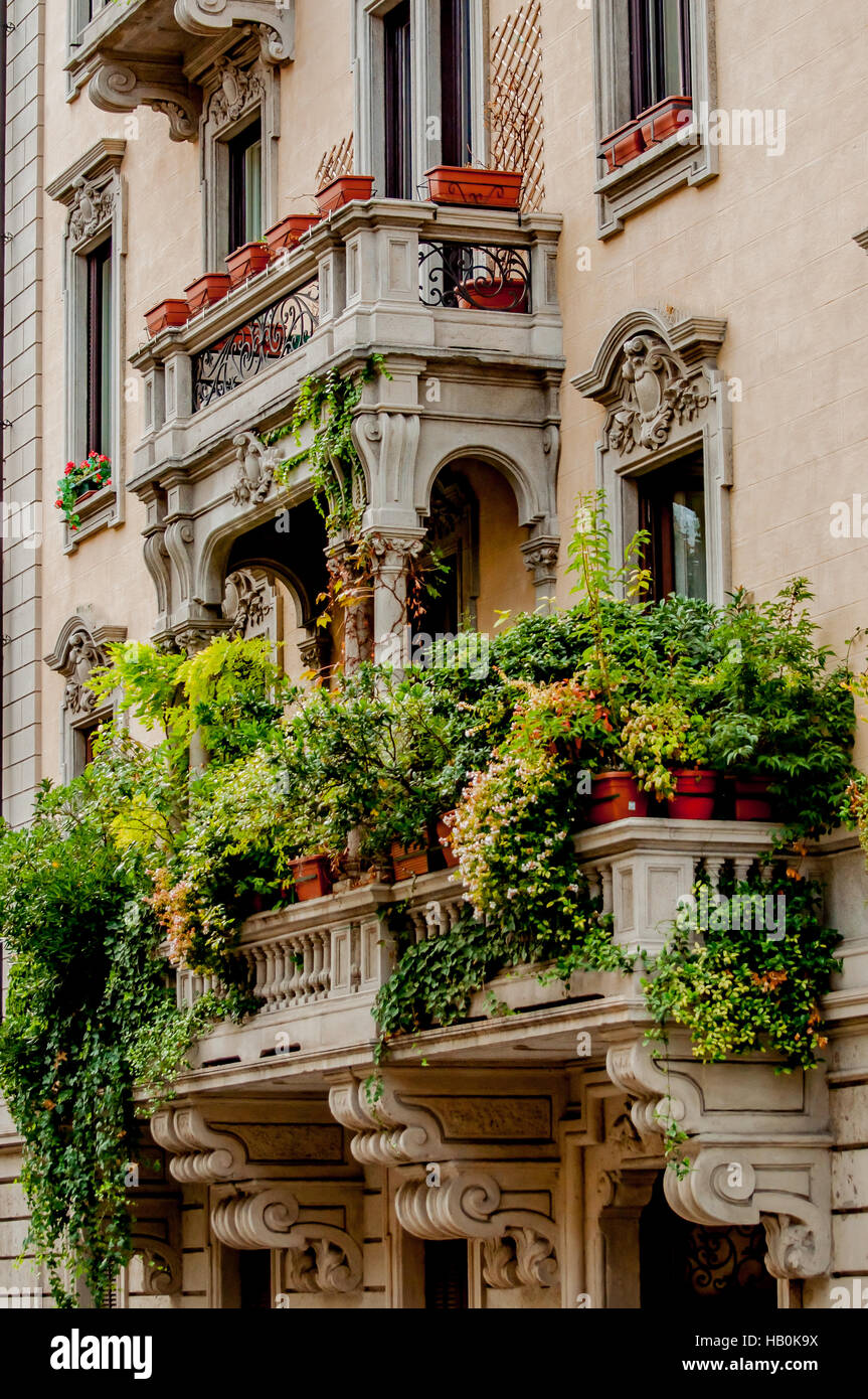 Balcony with Jungle of Plants Stock Photo - Alamy