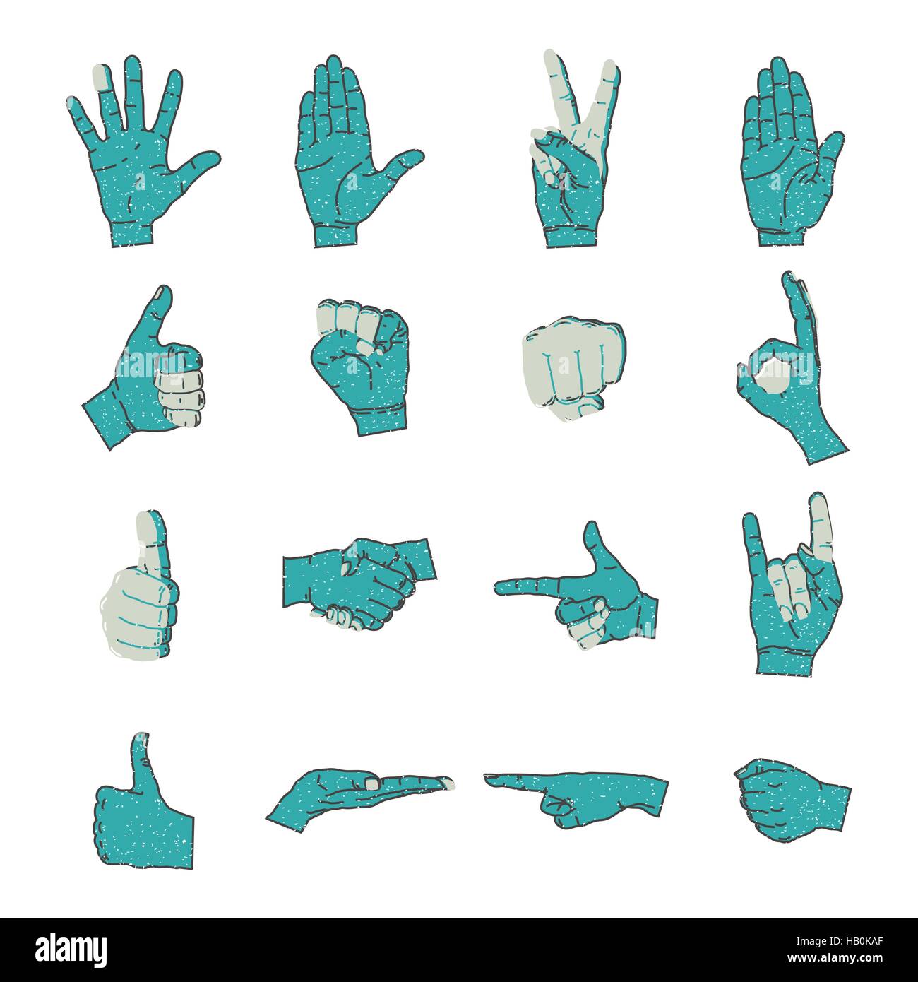 Hand icon, grunge color silhouette set, vector Stock Vector Image & Art ...