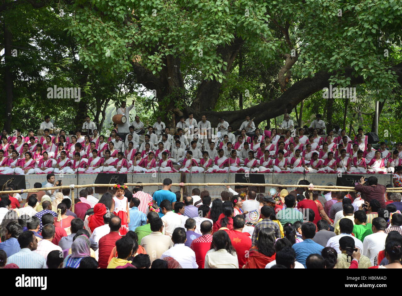 Peoples listening music of artists are singing traditional bengali ...