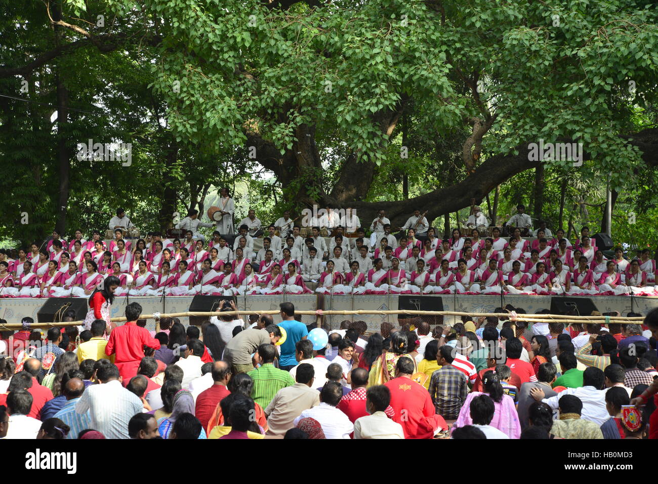 Peoples listening music of artists are singing traditional bengali ...
