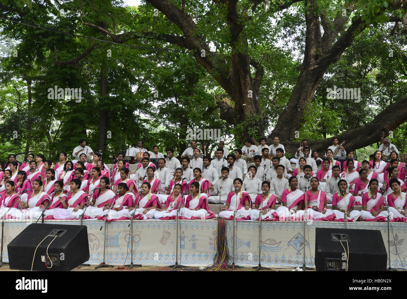 Artists are singing traditional bengali songs at Ramna Batamul song as ...