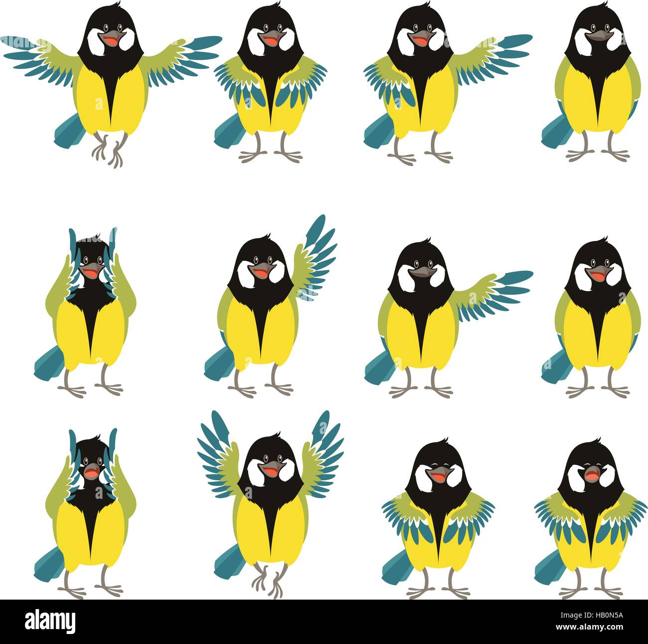 Vector image of the Set of flat icons of titmouse Stock Vector Image ...