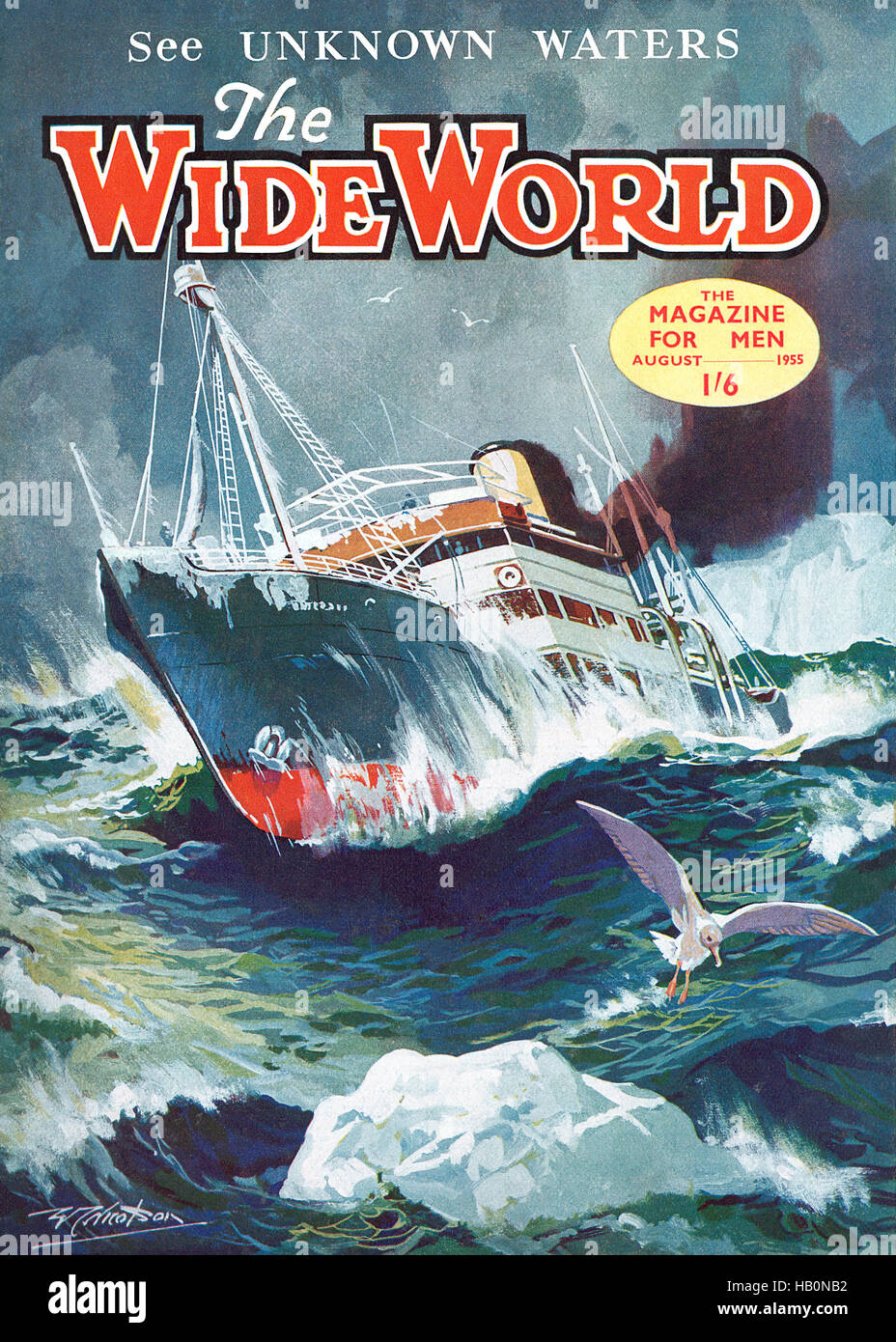 Front cover of The Wide World magazine for August 1955 Stock Photo - Alamy