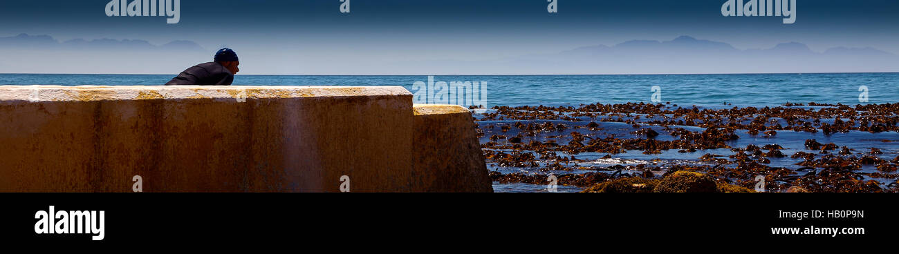Dale Brook Pool, Kalk Bay looking across False Bay in Cape Town Stock ...
