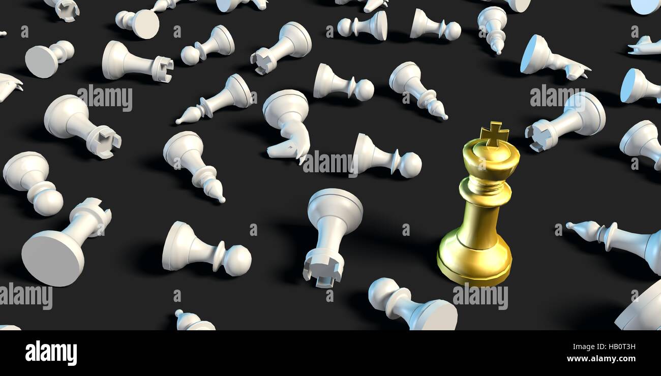 Winner Concept of Chess King Beating the Rest of the Pieces Stock Photo ...