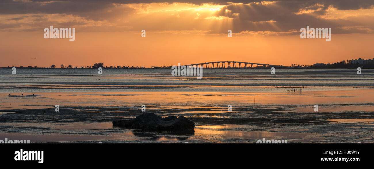 Sunset, San Carlos Bay, Bunche Beach Preserve, Florida Stock Photo - Alamy
