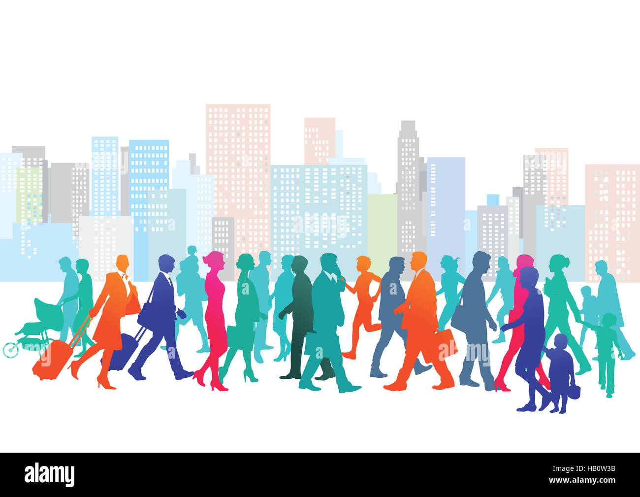 Cityscape with people walking on the street Stock Photo - Alamy