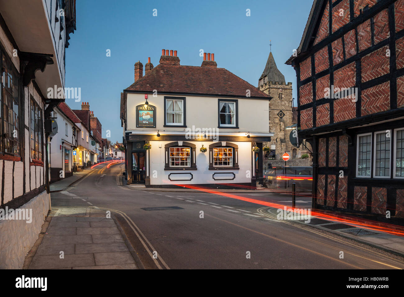 Evening in the historic town of Midhurst, West Sussex, England Stock ...