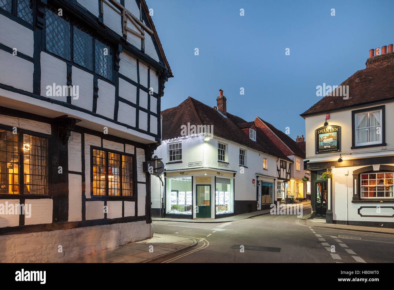 Evening in the historic town of Midhurst, West Sussex, England Stock ...