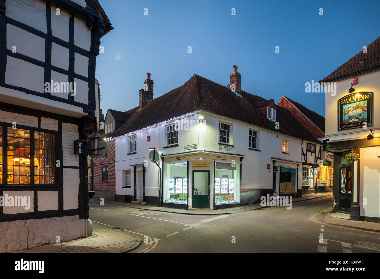 Evening in the historic town of Midhurst, West Sussex, England Stock ...