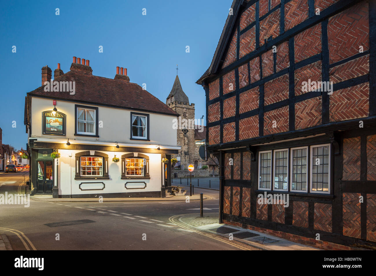 Evening in the historic town of Midhurst, West Sussex, England Stock ...