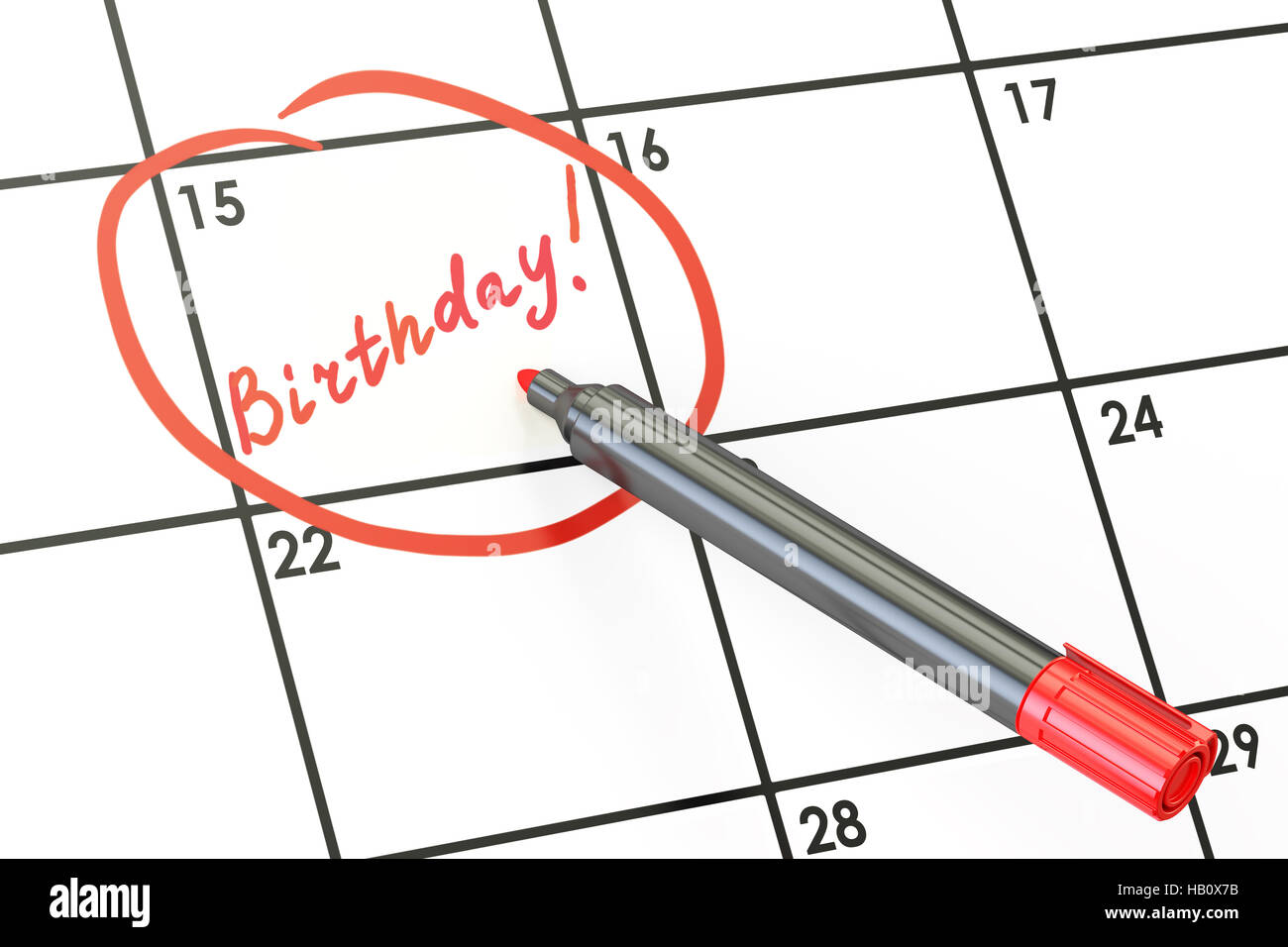 Birthday date on calendar concept, 3D rendering Stock Photo - Alamy