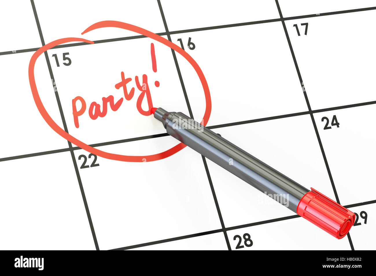 Party date on calendar concept, 3D rendering Stock Photo - Alamy