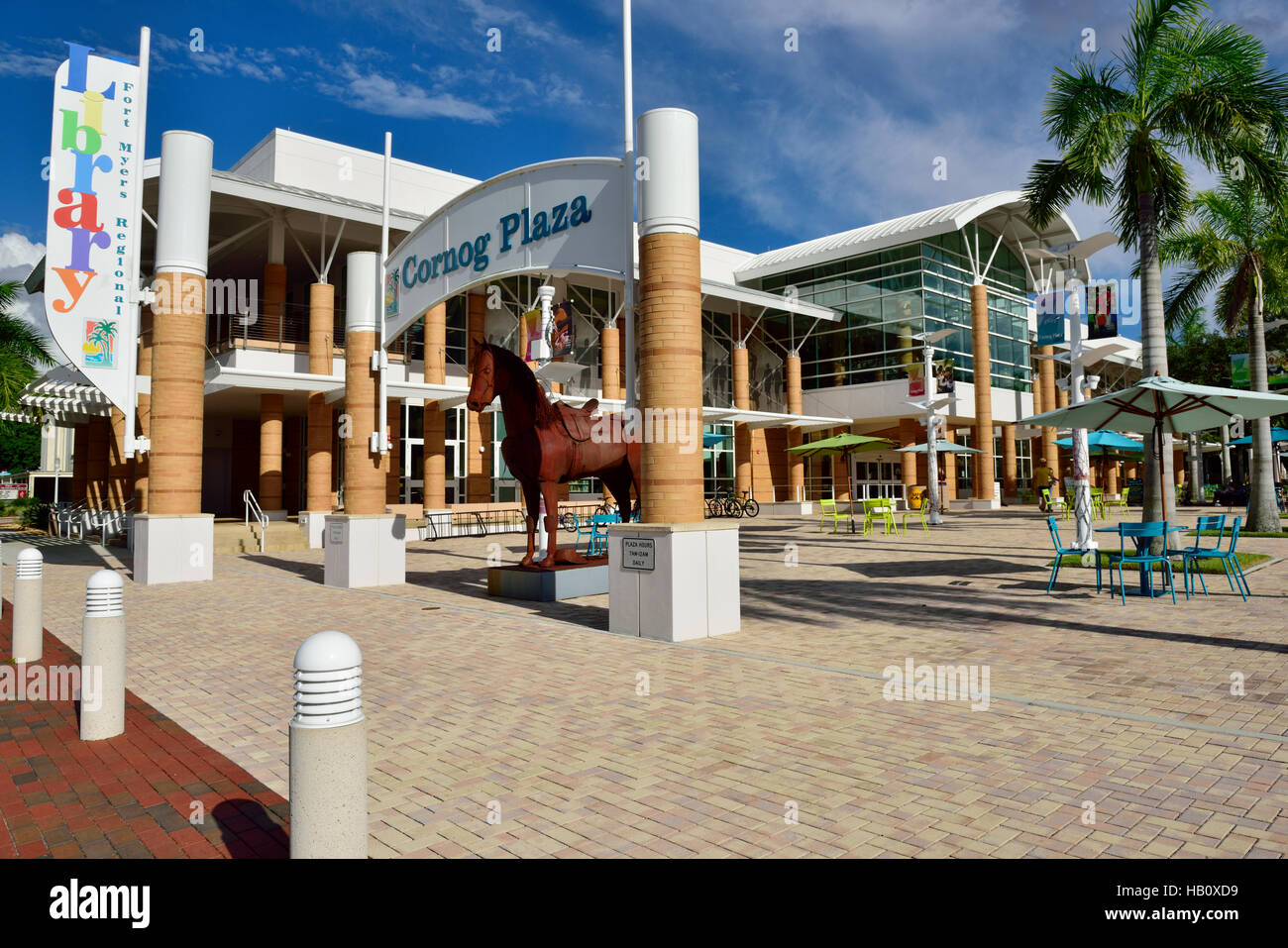 Fort Myers Regional Library and Cornog Plaza, Fort Myers, Florida Stock ...