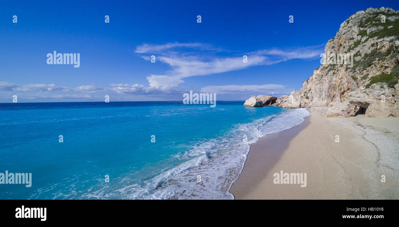 Aerial of the amazing Kathisma beach in Lefkada island Greece Stock ...