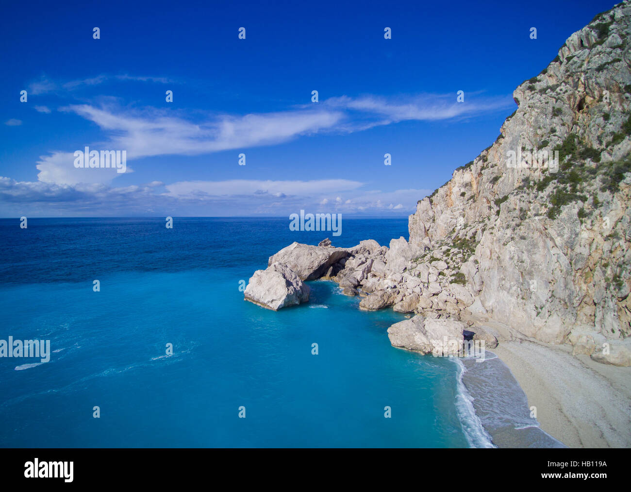 Aerial of the amazing Kathisma beach in Lefkada island Greece Stock ...