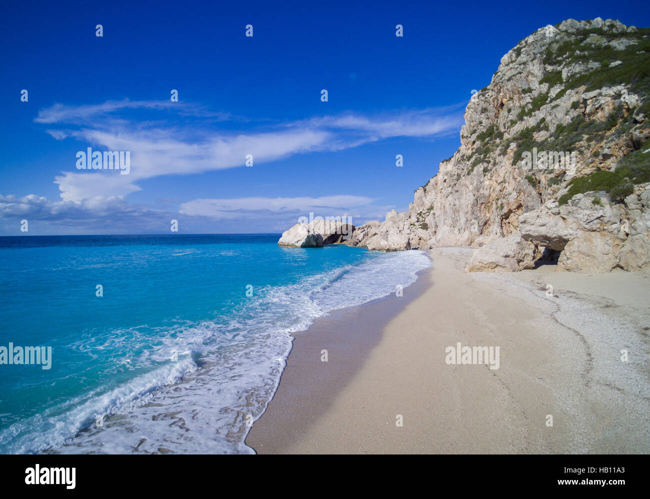 Aerial of the amazing Kathisma beach in Lefkada island Greece Stock ...