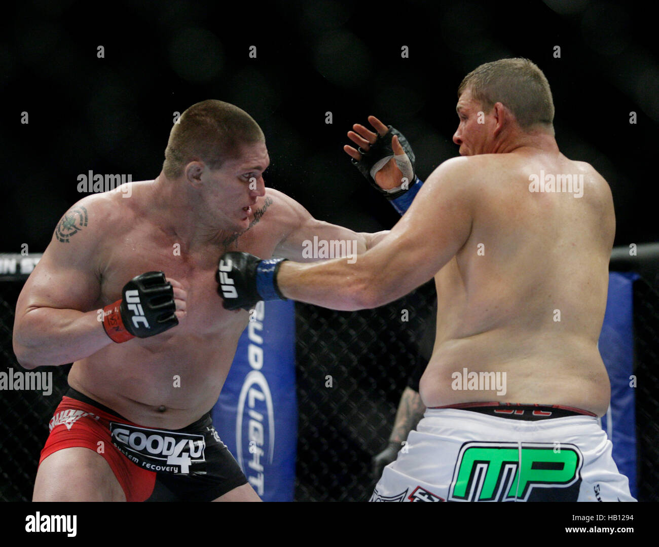 UFC fighter Mike Russow, right, fights Todd Duffee at UFC 114 on May 29 ...