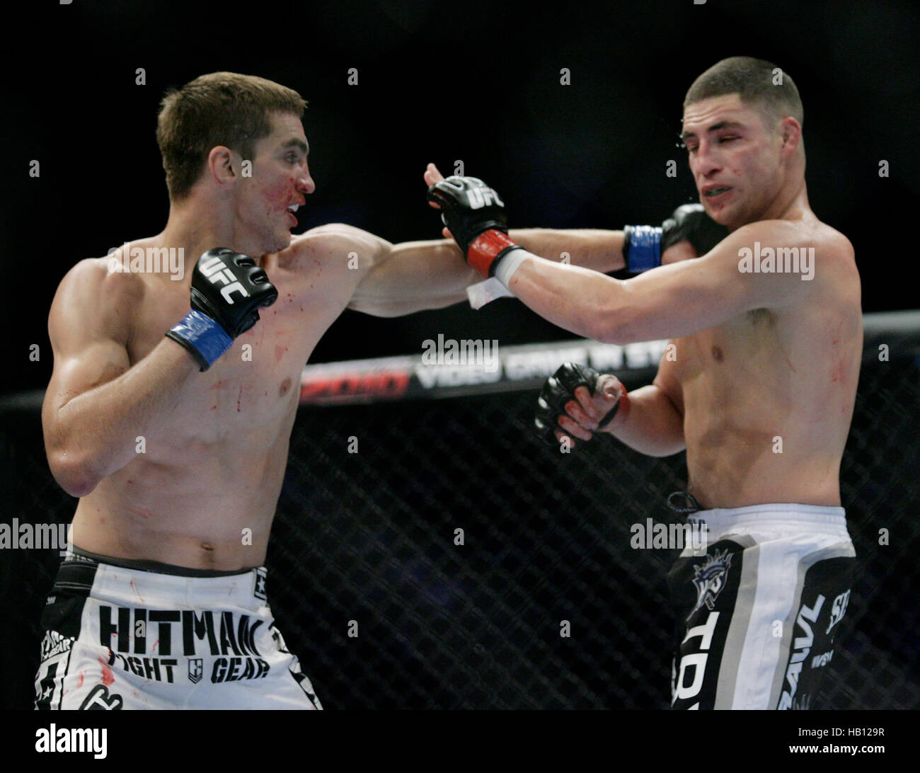 UFC fighter John Hathaway, left, fights Diego Sanchez at UFC 114 on May ...