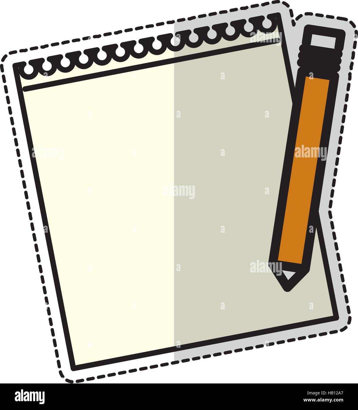 notepad and yellow pencil sticker over white background. vector ...