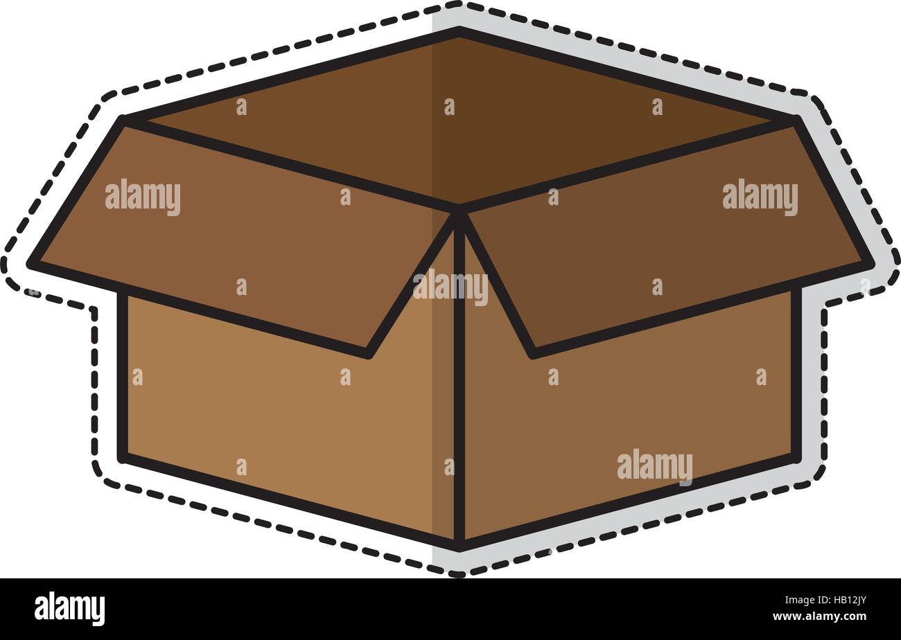 carton box sticker over white background. vector illustration Stock ...