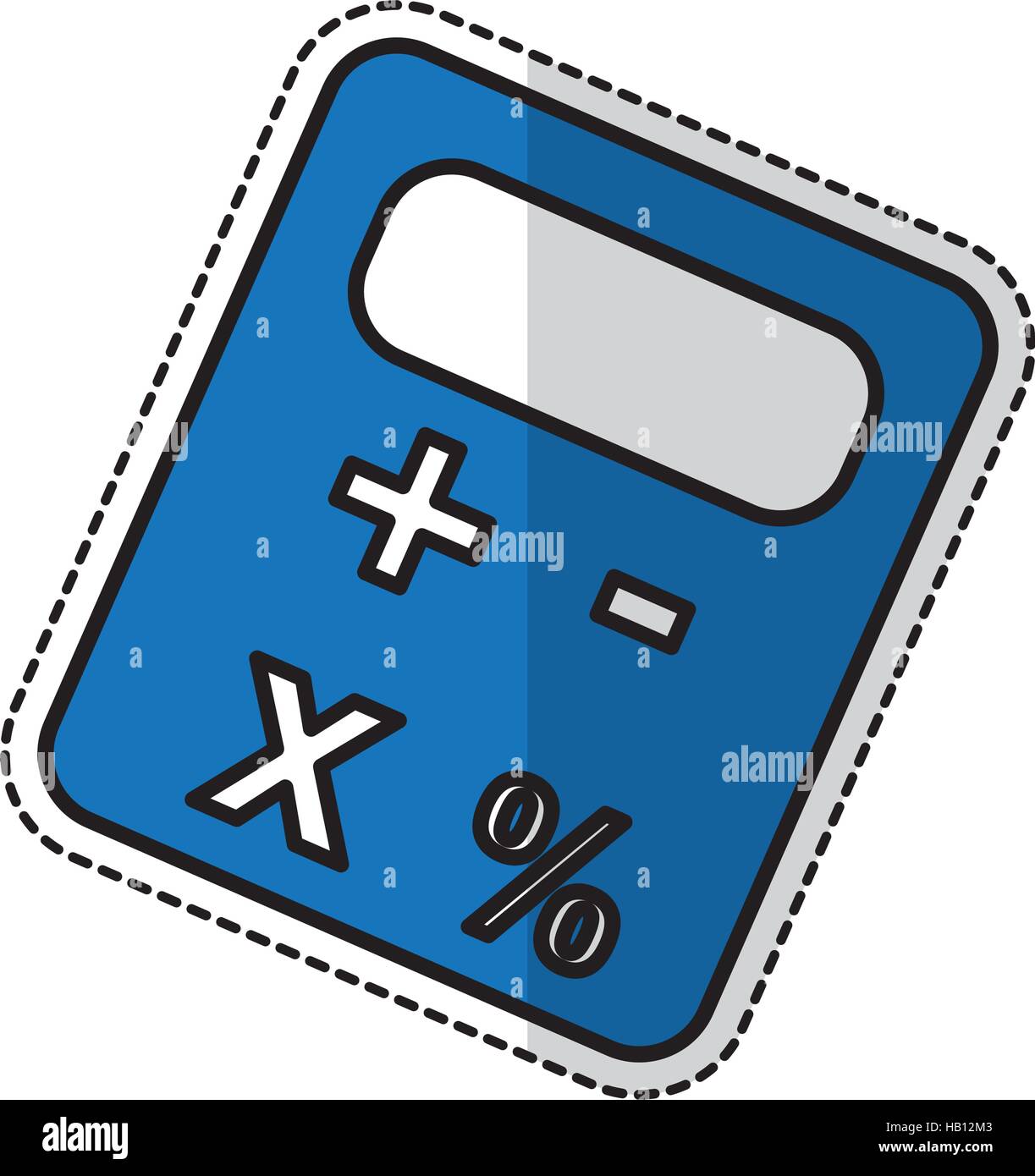 blue calculator device sticker icon over white background. vector ...