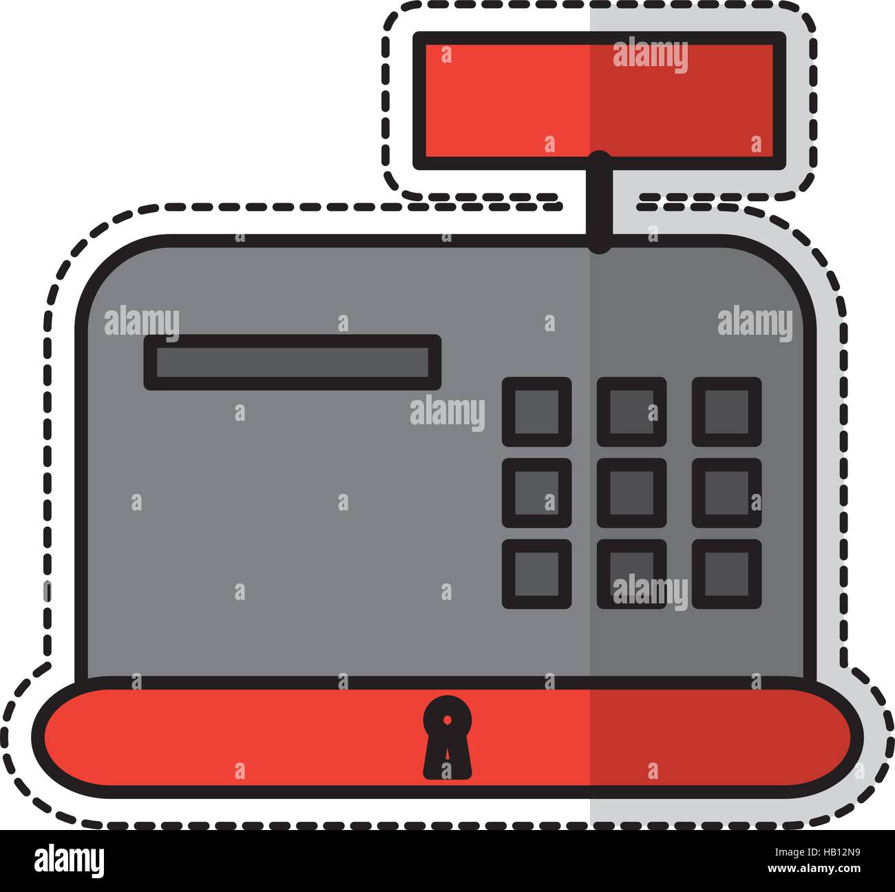 cash register machine sticker over white background. vector ...