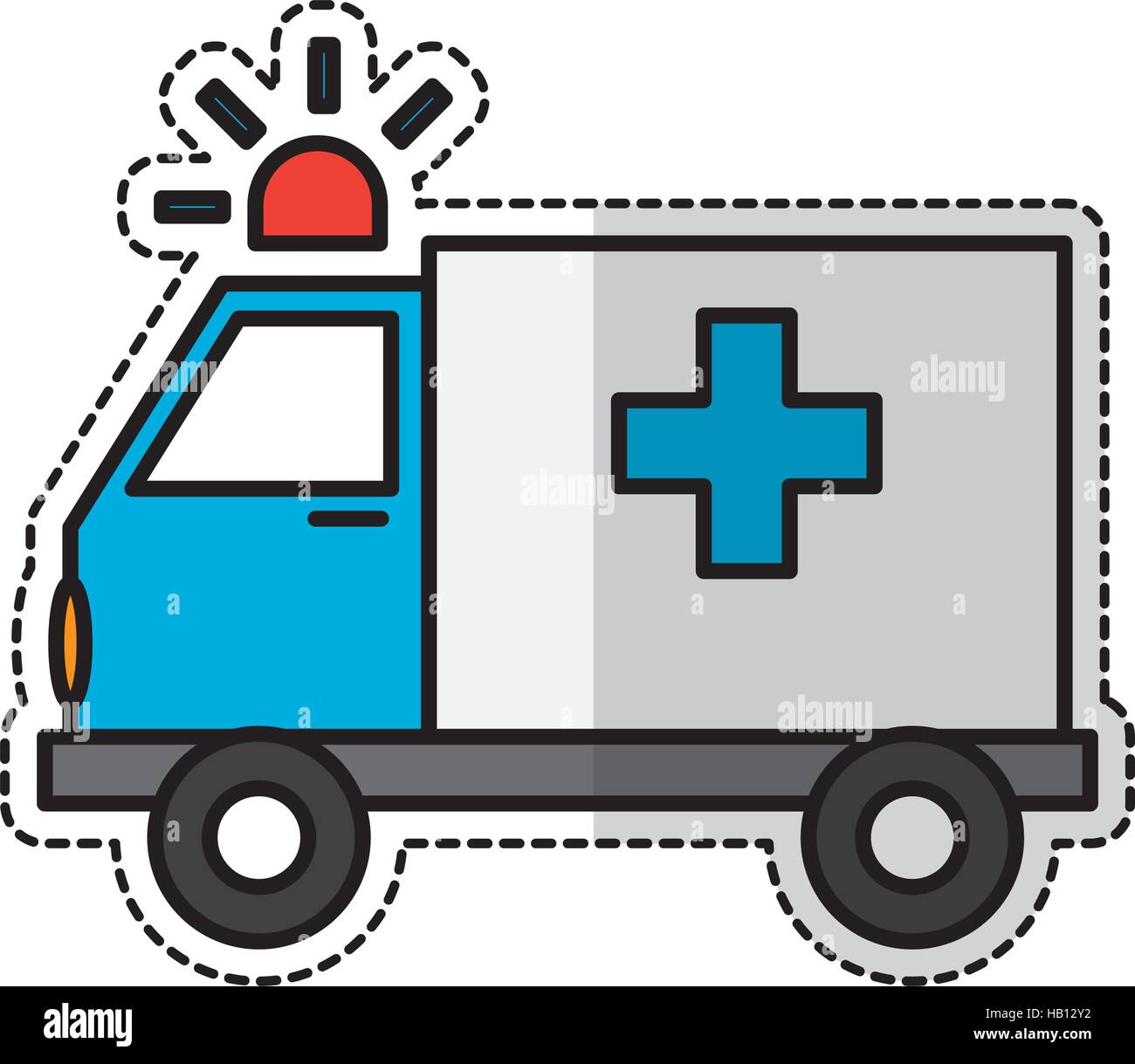 ambulance vehicle sticker icon over white background. vector ...