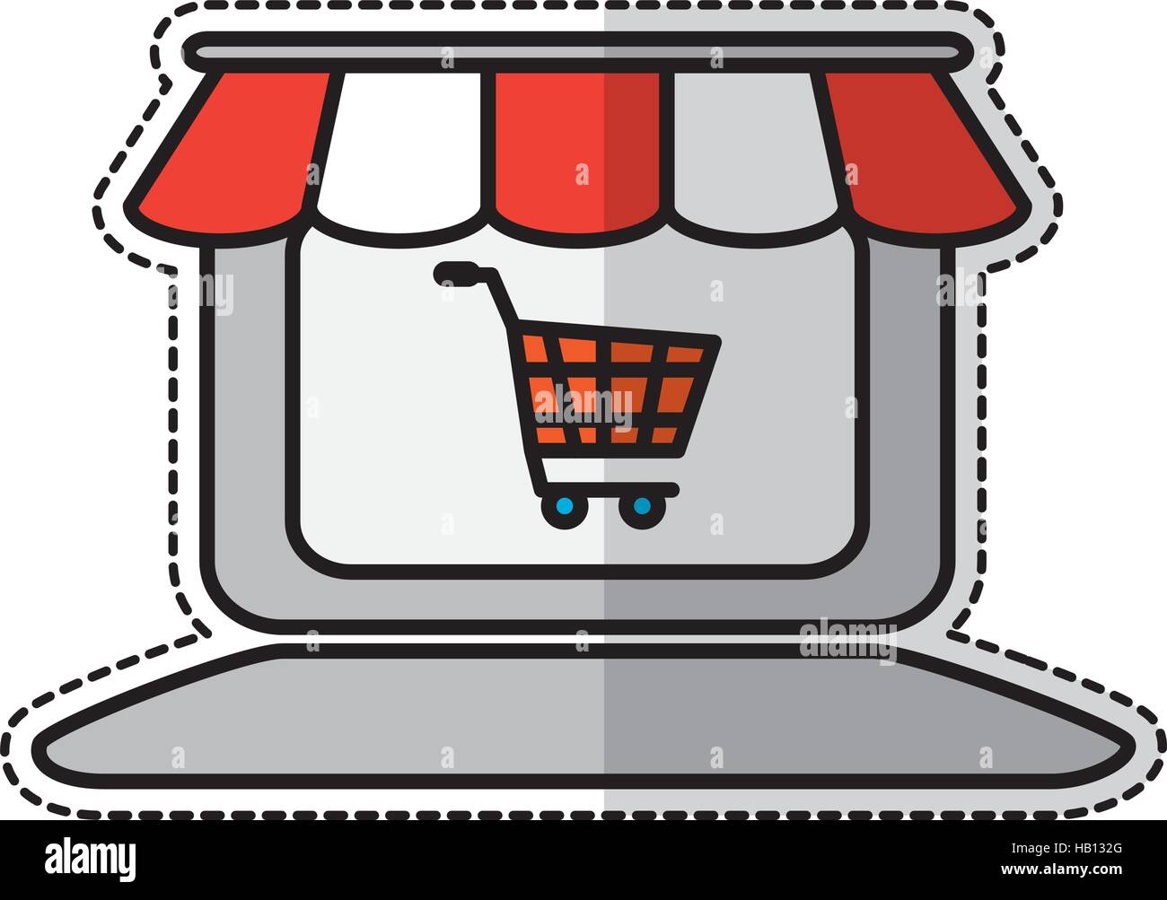 laptop computer with shopping cart icon. shopping online design. vector ...