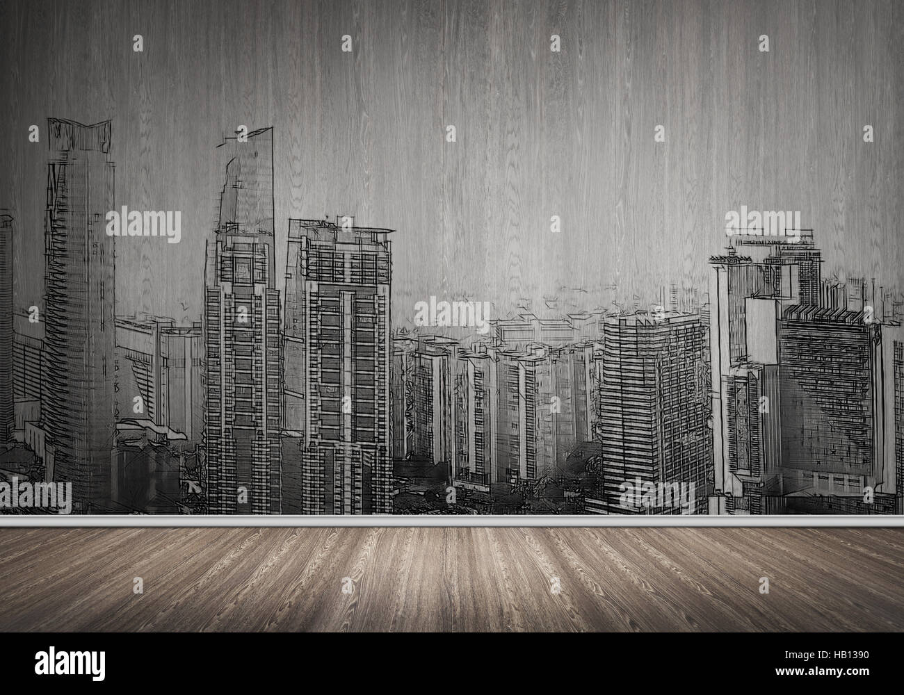 City design on wall Stock Photo - Alamy