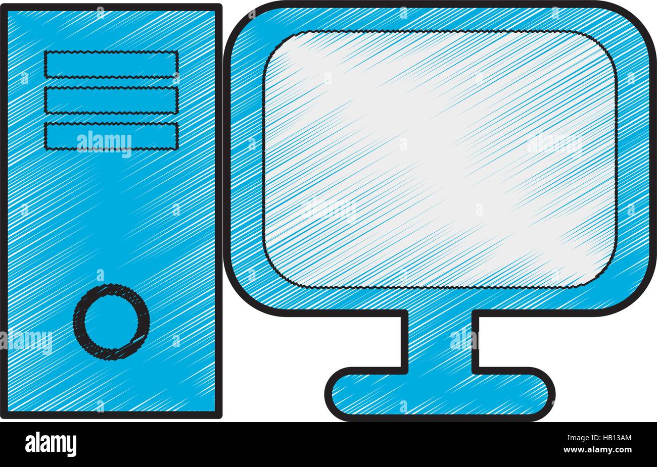 computer device icon over white background. draw and sketch design ...