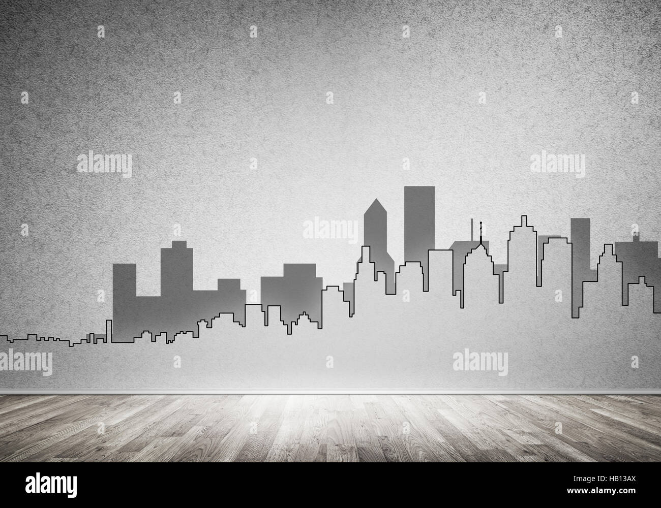 City design on wall Stock Photo - Alamy