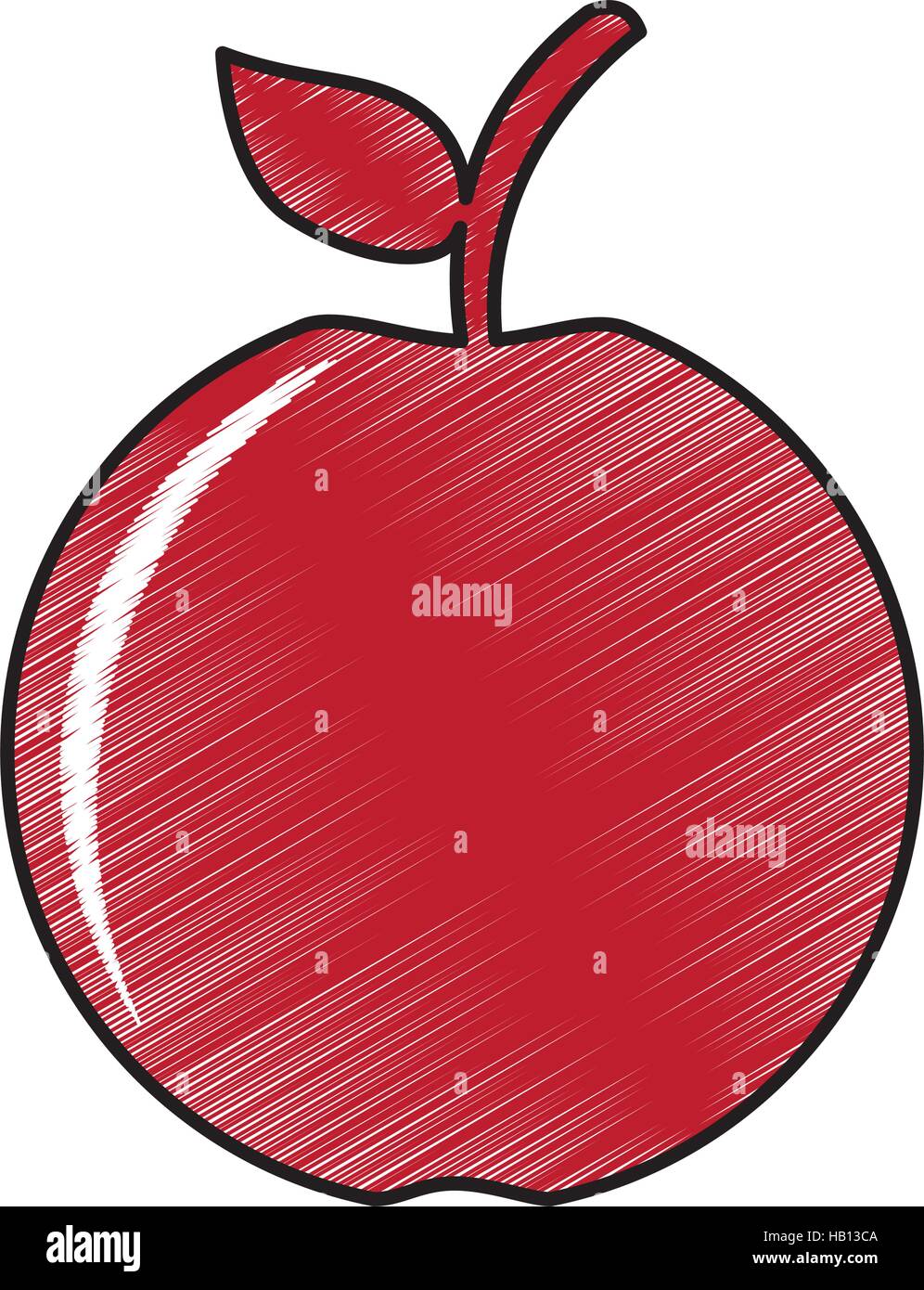 red apple fruit icon over white background. sketch and draw design ...