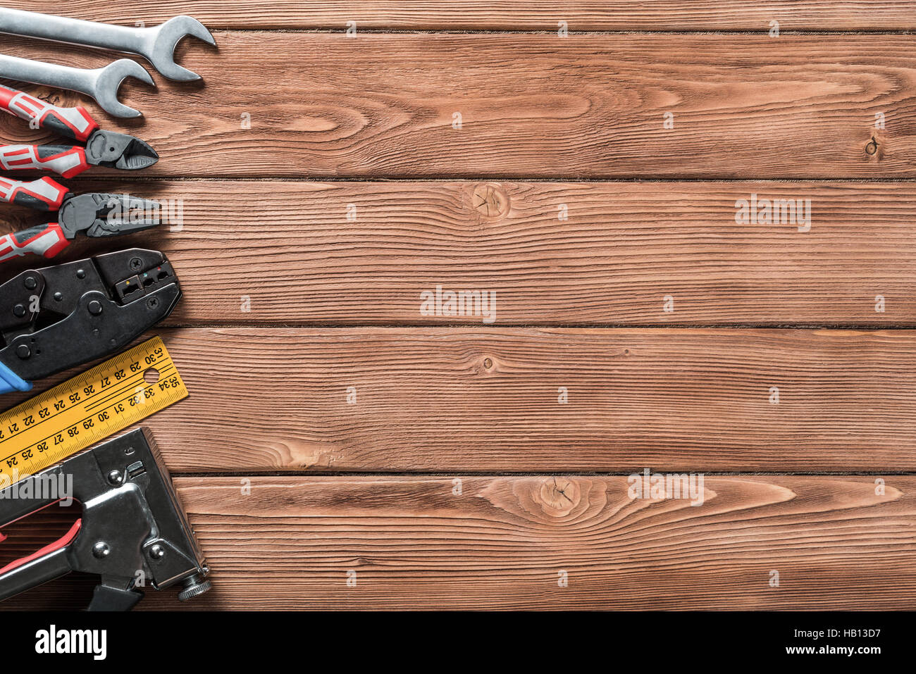 Instruments on wooden table Stock Photo - Alamy