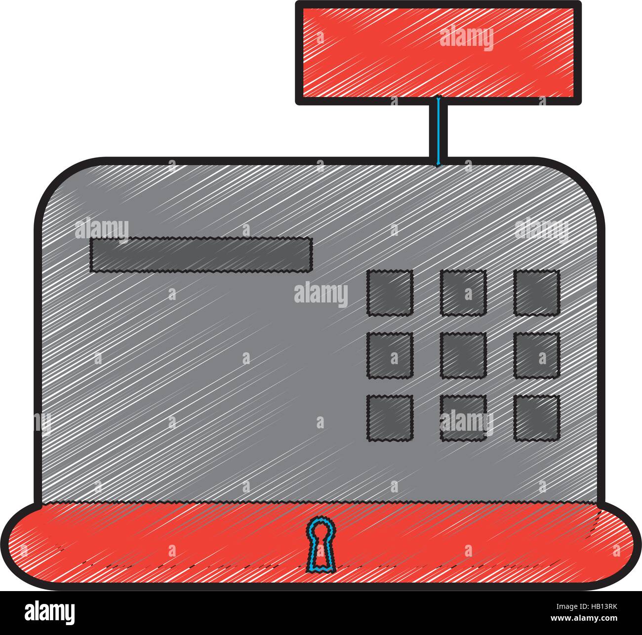 cash register machine icon over white background. sketch and draw ...