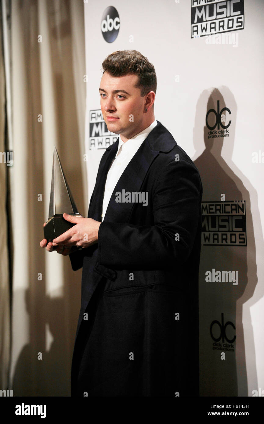 Singer Sam Smith attends the press room for the American Music Awards ...