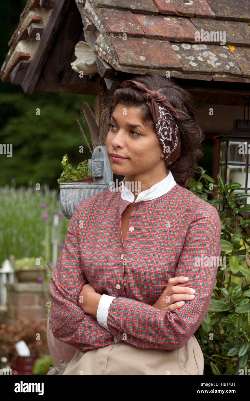 multicultural young woman in vintage dress Stock Photo - Alamy