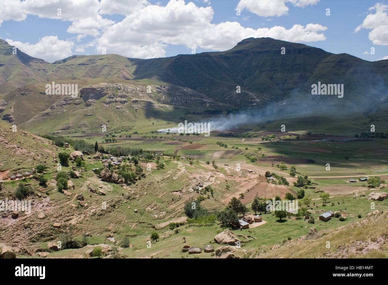 Smoke in the Mountains of Lesotho, also called the Mountain Kingdom in ...